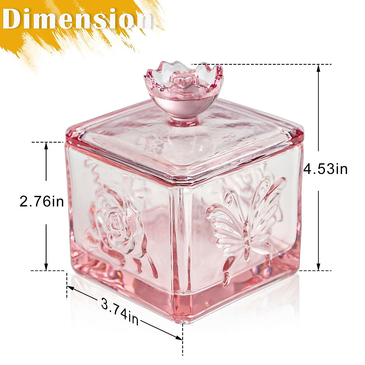 WHJY Cute Glass Vintage Candy Jar with Lid, Iridescent Colored Glass Candy Jar for Office Desk, Pink Candy Dishes for Candy Buffet, Cookie Jar 4.5” Tall