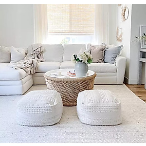 The Knitted Co. 100% Jute Area Rug 9x12 Feet Approx- Braided Design Hand Woven Dyed Off-White Natural Fibers Carpet - Home Decor for Living Room Hallways (9' x 12', Off-White)