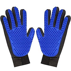 1 Pair Pet Grooming Glove,Gentle Deshedding Brush Glove Hair Remover Brush for Dogs,Cats & Horses with Long & Short Fur