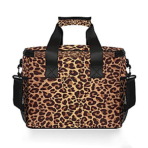 HMZXZ Large Cooler Lunch Bag Animal Leopard Skin Pattern 24-Can (15L) Insulated Lunch Box Soft Leakproof Cooler Cooling Tote Bag for Adult Men Women Camping, Picnic, BBQ, 30.5x22x25.5cm