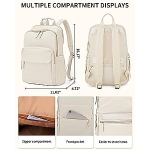 Laptop Backpack Women Teacher Backpack Work Computer Backpack with Laptop Compartment College Waterproof Anti Theft Backpack Casual Daypack Business Travel Backpack for Women Carry On Bag Beige