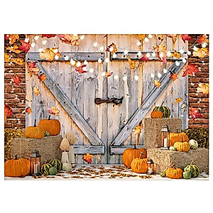 YYNXSY Fall Thanksgiving Backdrop Autumn Pumpkin Harvest Barn Background Hay Maple Leaves Baby Shower Banner Supplies Photo Booth Prop 7X5FT YY-2515