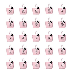 Pink Tote Bags with Black Bow - Alpha Chi Omega Tote Bag - Large Canvas Tote Bag for Women and Sisterhood