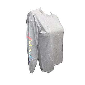 Victoria's Secret Pink Campus Long Sleeve Crew Neck Color Gray Rainbow New (X-Large)
