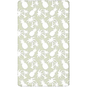 Pineapple Themed Fitted Crib Sheet,Standard Crib Mattress Fitted Sheet Soft & Stretchy Fitted Crib Sheet-Great for Boy or Girl Room or Nursery,28“ x52“,Eggshell White