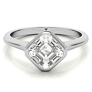 JEWELERYN 2 CT Asscher Colorless Moissanite Engagement Ring for Women/Her, Wedding Bridal Rings Set, Eternity Sterling Silver Solid Gold Diamond Solitaire Bezel Set for Her (4)