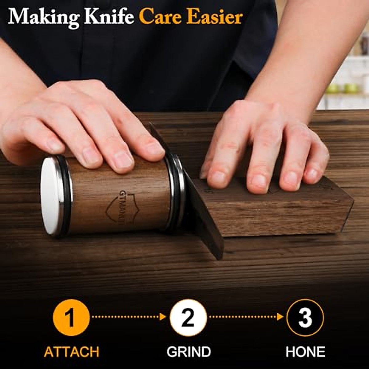 Rolling Knife Sharpener Kit, Roller Knife Sharpener with Industry Diamonds and Ceramic Discs, Knife Sharpening Tool for Kitchen Knives with 15 & 20 Degrees, Full Knife Sharpener