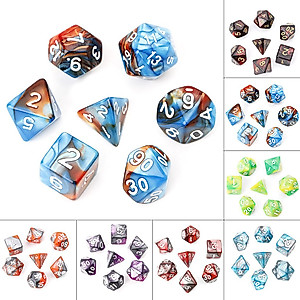 OTGO 7pcs/Set D4-D20 Portable Acrylic Polyhedral Dice Table Gaming Dice Set(Sky Blue)