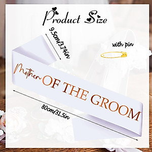 Generic Mother of The Groom Sash with Rose Gold Foil, White Bachelorette Party Sash for Bridal Shower Engagement Supplies Gifts Wedding Accessories for Groom to Be's Mother