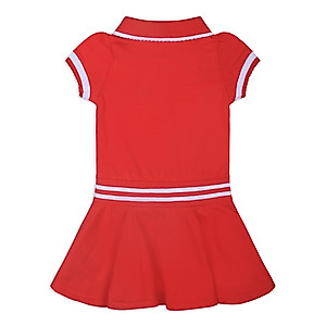 Sesame Street Elmo Girls’ Polo Dress for Infant and Toddler – Red/White