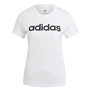 adidas womens Linear T-Shirt White/Black Medium