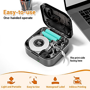 Odaro Q30 Label Maker Machine with Tape, Mini Sticker Inkless Thermal Label Printer, Bluetooth Portable Handheld Small Labeler for School, Home, Business, Office - Black, Q30-BK(1)