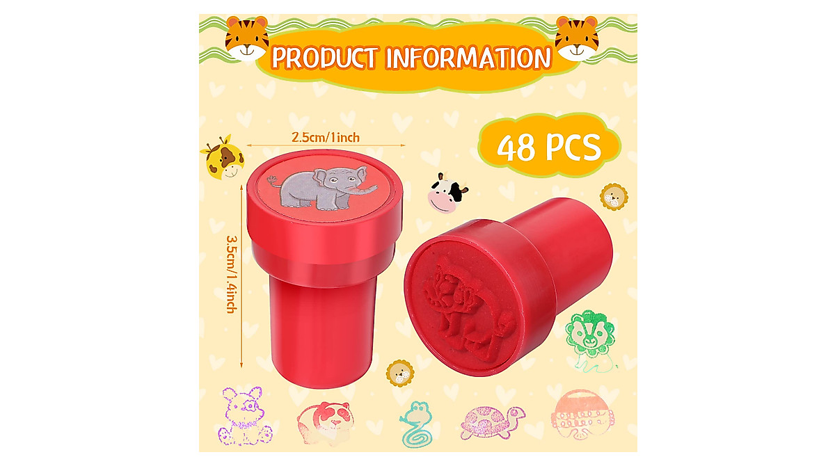 48 Animal Stamps for Kids | Fun Jungle Safari Gift