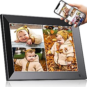 Digital Photo Frame 10.1 inch, Electronic Picture Frame WiFi with APP, Smart Electric Video Photo Frame Slideshow with Email, 1280x800 IPS FHD Uploadable Digital Picture Frames Cloud Storage