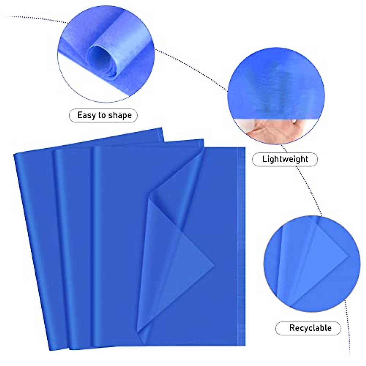 NEBURORA 120 Sheets Blue Tissue Paper 14 x 20 Inches Navy Blue Wrapping Tissue Paper Bulk Blue Wrap Paper Sheets for Gift Bags Packaging Floral Filler Crafts Birthday Baby Shower Wedding Decor(Blue)