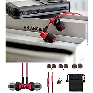 in Ear Headphones, MR01 Comfortable Tangle-Free Stylish Wired in-Ear Earbuds with Microphone, Crystal Clear Sound Noise Isolating Earphones for iPhone iPod Samsung Laptop Computer, Red