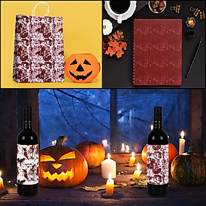 AnyDesign 10Pcs Halloween Theme Faux Leather Sheets Spooky Bloody Printed Synthetic Leathers Red White Black Scary Bloodstain Fabric Leathers for Halloween DIY Craft Earring Hair Bow Making, 8 x 12"