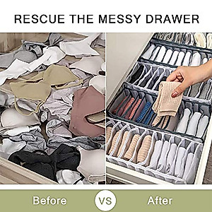 TOPARCHERY Underwear Organizer, 3 Set Foldable Bra Underwear Organizer Drawer Divider Storage Organizer for Underwear, Socks, Ties, Bras, Women Underwear Storage Compartment Box (White)