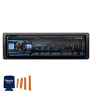 Alpine UTE-73BT Bluetooth Car Stereo Music Lover's Bundle with 4 SXE-1726S 220W Coaxial Speakers. No-CD Mechless Digital Media Receiver Head Unit, Streams from iPhone and Android, High Res via USB