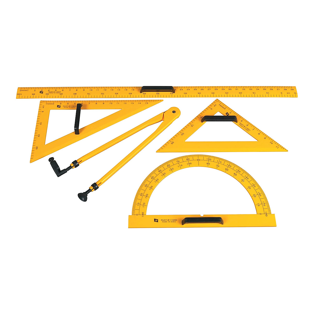 School Smart Drafting Tools Kit, Yellow, Set of 5