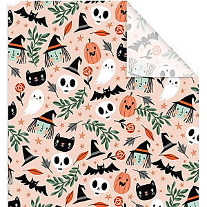 JarThenaAMCS 6 Sheets Halloween Wrapping Paper - Not Roll - Cute Pumpkin Ghost Cat Gift Wrap Paper Folded Flat DIY Craft Paper for Birthday Baby Shower Party Decor, 27.6 x 39.4 Inch