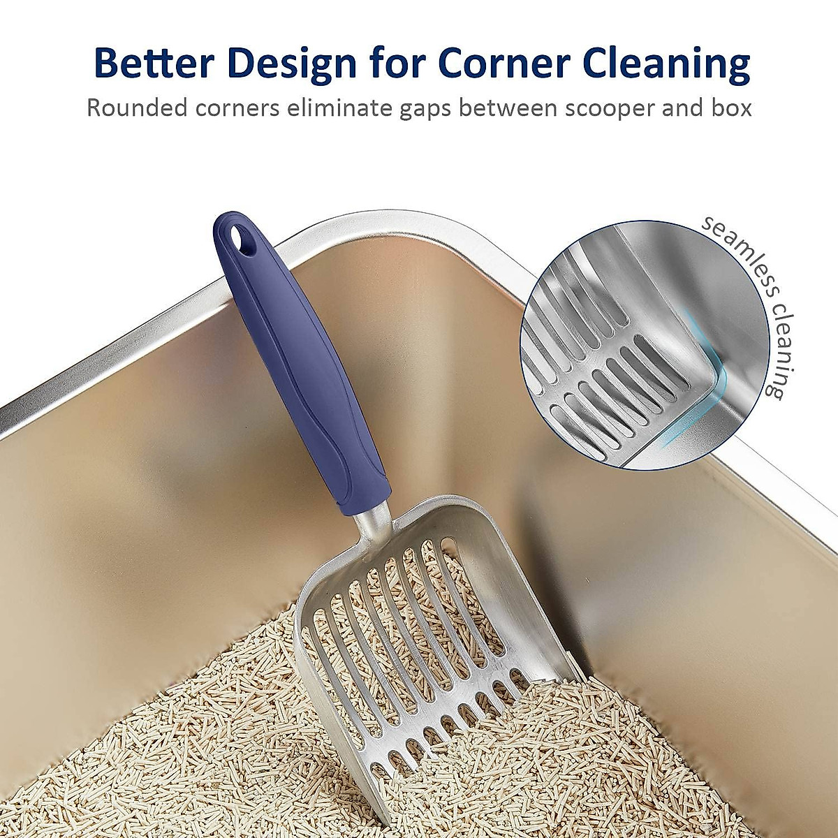 WePet Cat Litter Scoop, Aluminum Alloy Sifter, Kitty Metal Scooper, Deep Shovel, Long Handle, Poop Sifting, Kitten Pooper Lifter, Durable, Heavy Duty, for Litter Box