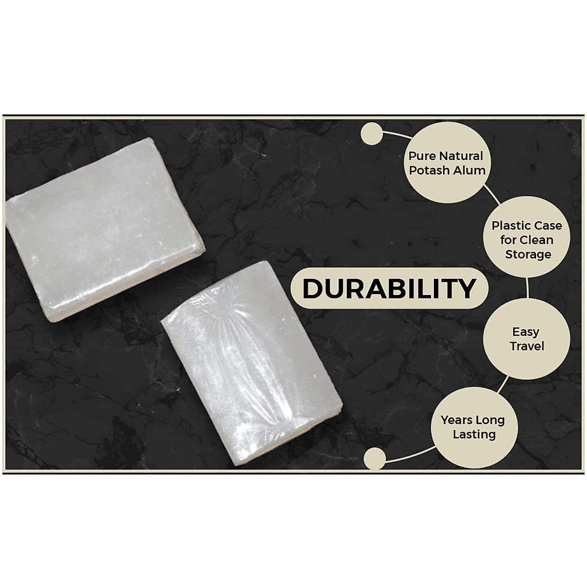 G.B.S Alum Block Bar Travel Cases, Pack of 3 (100 Grams Per Bar) Potassium Shaving Alum After Shave Soothing Razor Burn Relief