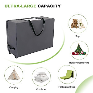 Cuddly Nest Rolling Folding Mattress Storage Bag - Heavy Duty Storage Container Fits for Tri-Fold Mattress Christmas Tree with 2 Wheels & Handles(Fits 6" QUEEN Mattress)