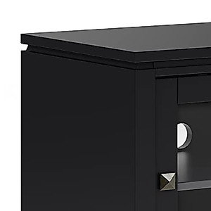 SIMPLIHOME Cosmopolitan SOLID WOOD 48 Inch Wide Contemporary TV Media Stand in Black for TVs up to 55 Inch, For the Living Room and Entertainment Center