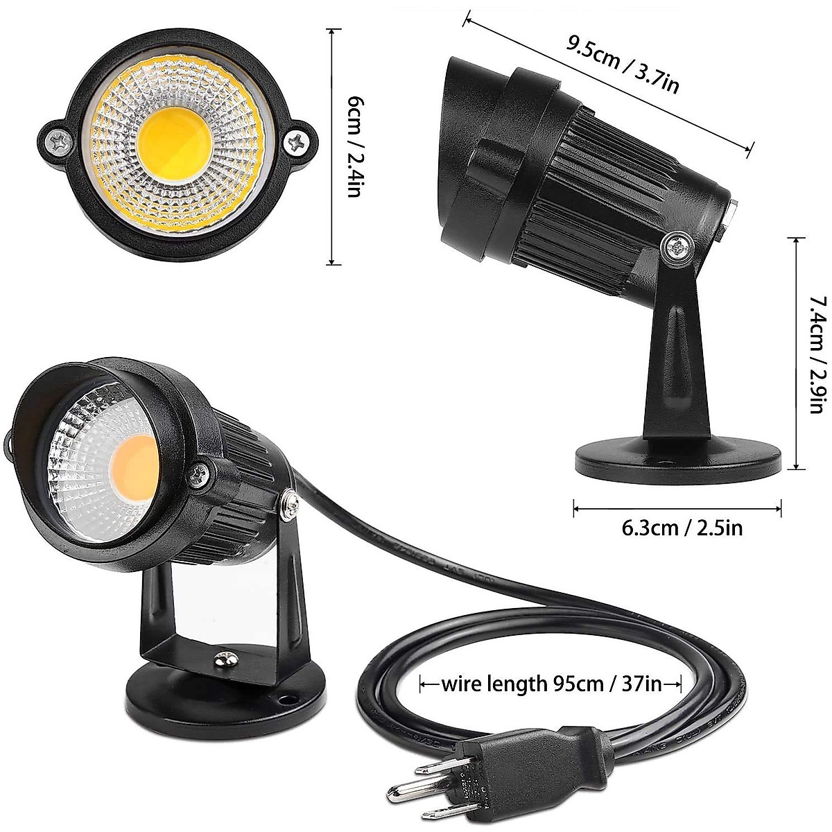 OurLeeme 5W LED Landscape Lights 12V LED Spot Lights Indoor Pathway Lights Outdoor Spotlight Waterproof for Driveway, Yard, Lawn, Flood, Outdoor Garden Lights (Warm White)