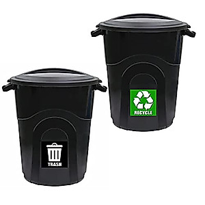 Trash and Recycling Stickers - 4" х 4" Recycle and Trash Stickers - Pack of 4 - Trash and Recycle Stickers - Waste Management Sticker - Trash Recycle Stickers - Recycling Stickers for Trash Can