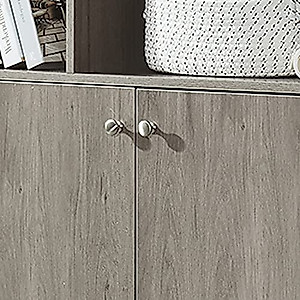 Mixcept Modern Bookcase with 2 Doors, Shelf Organizer for Display, Wooden Bookshelf Library with 6 Storage Cabinet for Home Office (Gray Oak)