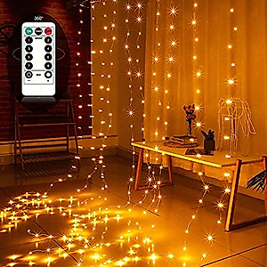 MUSUNIA Curtain Lights for Bedroom Wall Lights for Bedroom 300 LED Hanging Lights for Bedroom with 8 Lighting Modes, led Fairy Lights Indoor/Outdoor Decoration (Warm White)
