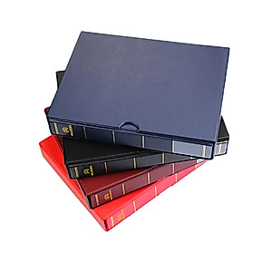 MUDOR Empty Stamp Albums Stockbook for Professional Collectors, Classic Binder with Slipcase (Black)