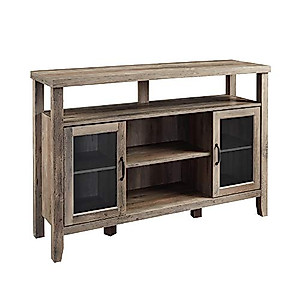 Walker Edison Tall Wood Universal TV Stand with Open Storage For TV's up to 58" Flat Screen Living Room Storage Entertainment Center, 52 Inch, Grey