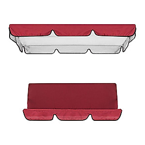 IEUDNS Outdoor Patio Swing Canopy Cover Set Top Cover and Cushion Cover Accessory Canopy 76x49x5.9inch Easily Install Waterproof, Red