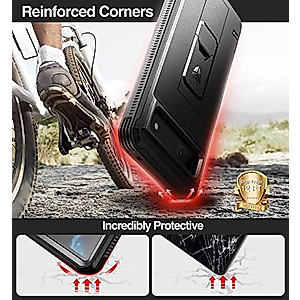 Dexnor Full Body Case for Google Pixel 6A, [Built in Screen Protector and Kickstand] Heavy Duty Military Grade Protection Shockproof Protective Cover for Google Pixel 6A, Black