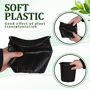 DI QIU REN 50-Pack 1 Gallon Flexible Plant Nursery Pots, Plastic Plant Garden Pots with Drainage Holes, Plastic Flower Plant Seedling Pots with 100Pcs Plant Labels for Plants, Cuttings, Transplanting