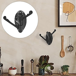 Towel Hooks Rotating Coat Hooks for Hanging with 3 Swivel Arms Wall Mounted Towel Holder Space Saving Hanger for Bathroom Kitchen Black Black Hooks