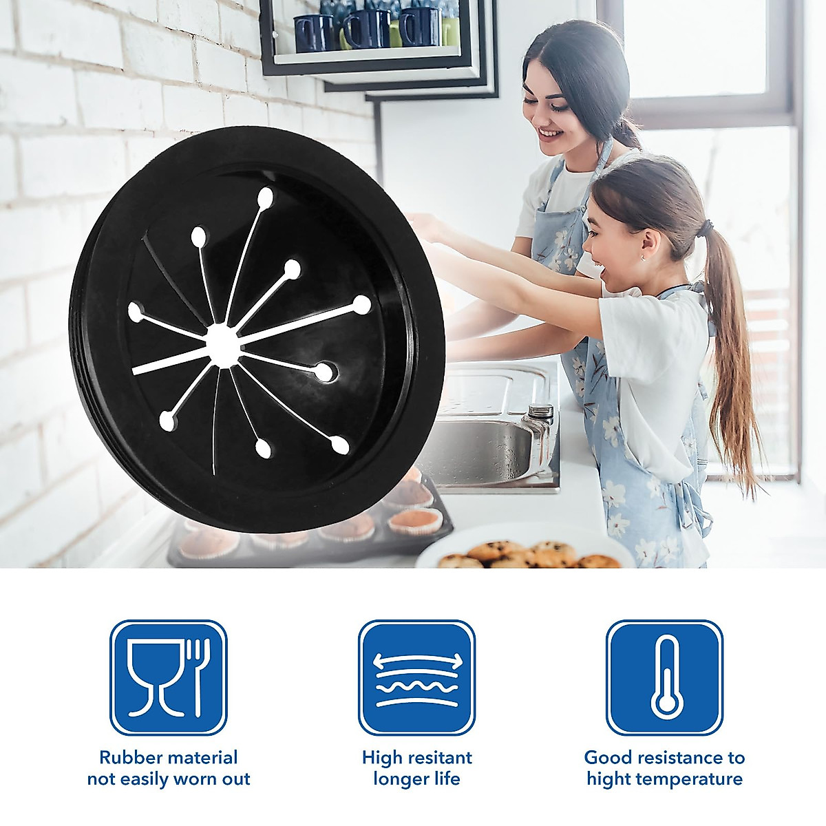 Kitchen Garbage Disposal Rubber Drain Insert,3pcs Garbage Disposal Cover,3 Inch Garbage Disposal Splash Guard,Disposal Splash Guard,Kitchen Sink Rubber Drain Guard