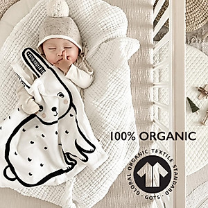 Wee Gallery Organic Snuggle Blanket (Bunny) - for Babies, Cotton Jersey and Sherpa, Soft Soothing Plush Blankie, Lovey, Baby Gift for Newborn Boys and Girls