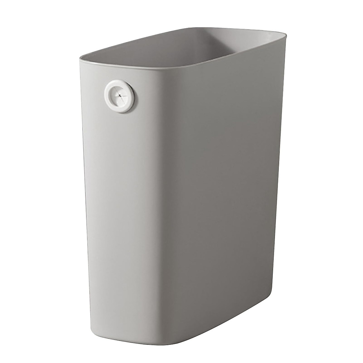 Keebgyy Small Trash Can, Plastic Small Trash Can, Slim Garbage Can, Plastic Waste Basket with Handles Container Bin for Narrow Spaces Bathroom, Bedroom, Kitchen, Office at Home(Warm Gray)