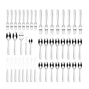 ORNATIVE - Eloise Flatware Set with Service for 8, Silverware Set Includes Knives, Forks & Spoons for Home, Kitchen & Restaurant, 18/0 Stainless Steel & Dishwasher Safe - 45 Pieces, Silver