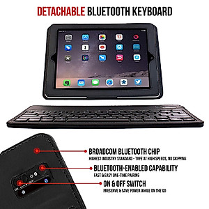 Alpatronix iPad Case with Keyboard, 9.7 inch KX130 Leather iPad Cover w/Detachable Wireless Bluetooth Keyboard Compatible w/Apple iPad 6 (2018), iPad 5 (2017), iPad Pro 9.7 & iPad Air 2/1 – Pink