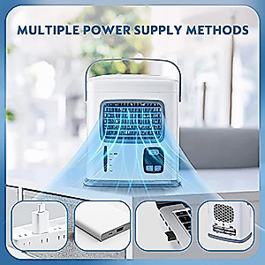 Quiet Evaporative Air Cooling Cooler - 3 in 1 Mini Air Conditioner Cooling Fan, 12H Timer 500ML Water Tank, Adjustable Angles w/2 Speeds, Ideal for Desk Table Home Room Bedroom Office Dorm