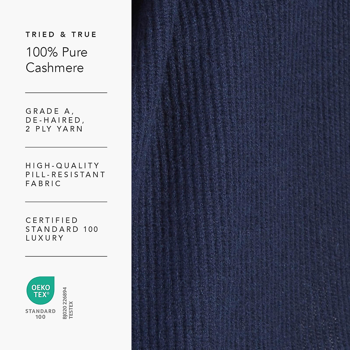 Fishers Finery Men's 100% Cashmere Ribbed Knit Hat and Scarf Set; Gift Box (Nvy)