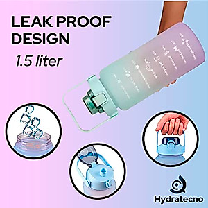 cubaco SPORTS WATER bottle with straw lid large 1.5l - graduated, portable, and thermo mug for outdoor travel - bpa-free (PURPLE)