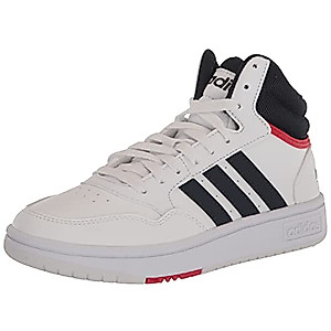 adidas Adult Hoops 3.0 Mid White/Legend Ink/Vivid Red 8