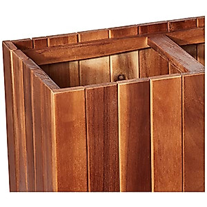 Amazon Aware Acacia Wood 26-Inch Rectangular Planter Box with Three Inner Plastic Liners, Brown