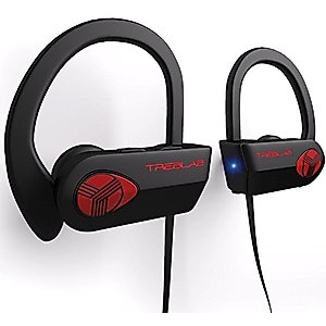 TREBLAB XR500 - Ultimate Cordless Bluetooth Running Headphones. Best Sport Wireless Earbuds for Gym. Noise Canceling Secure-Fit IPX7 Wireless Waterproof Headphones. Workout Earphones with Mic
